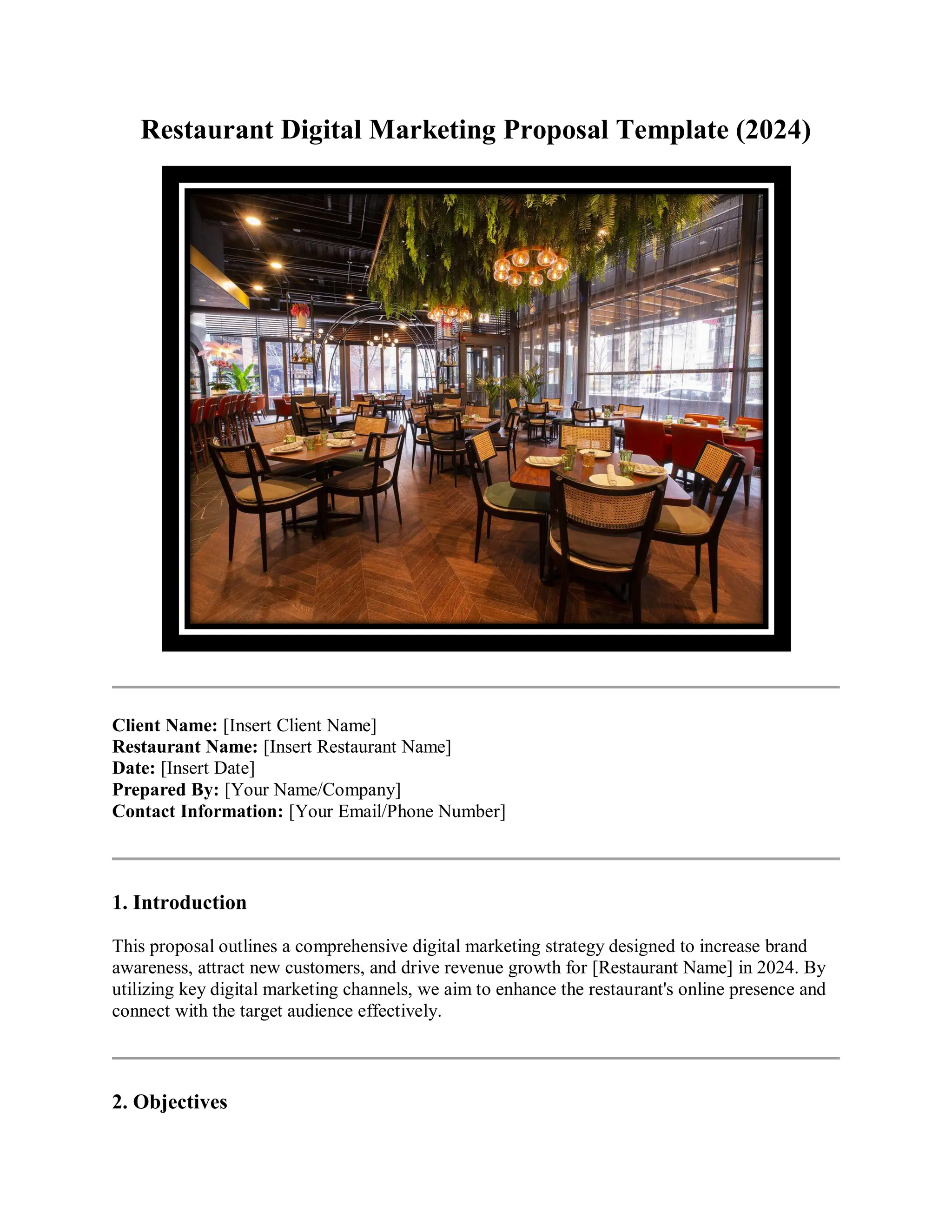 Restaurant Digital Marketing Proposal Template (2024) | PDF
