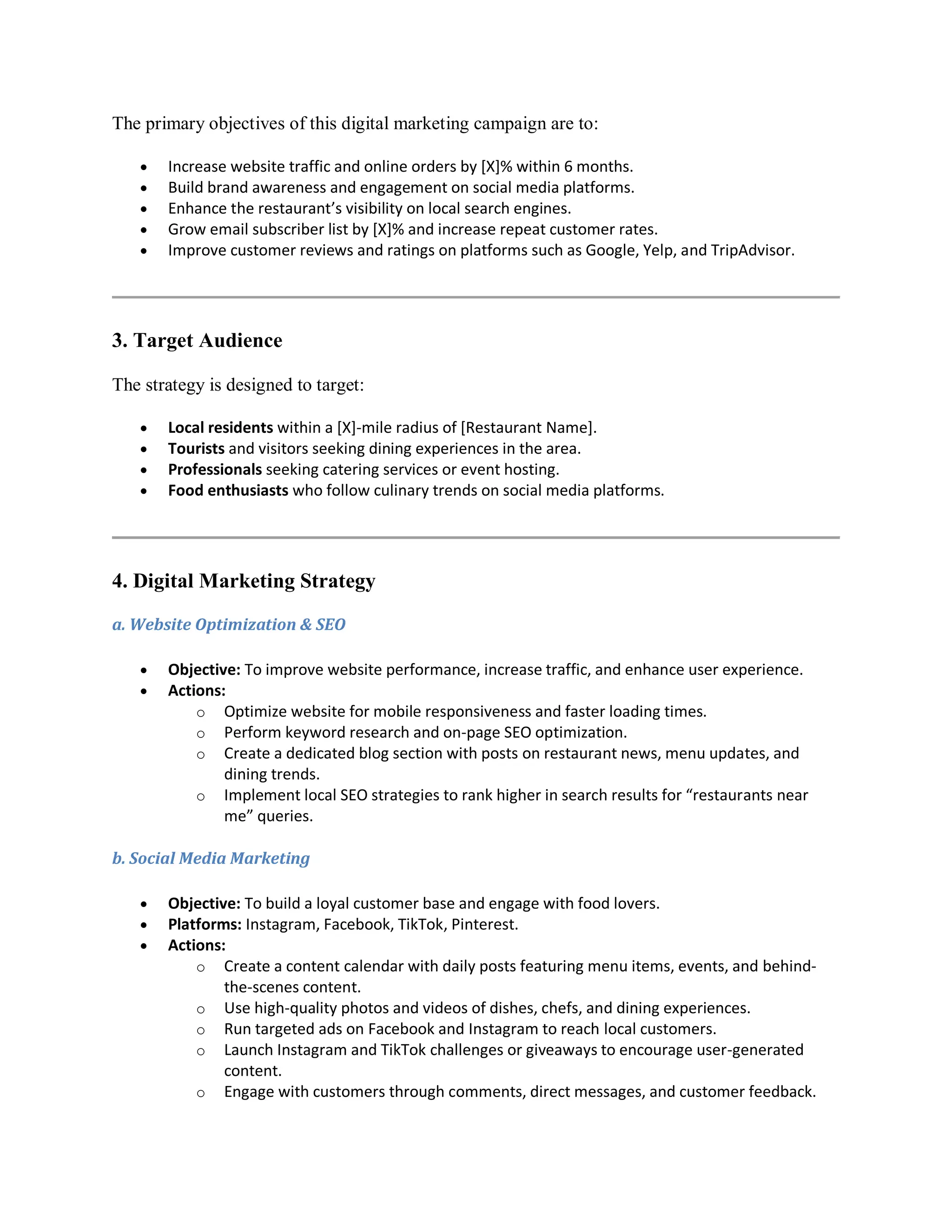 Restaurant Digital Marketing Proposal Template (2024) | PDF