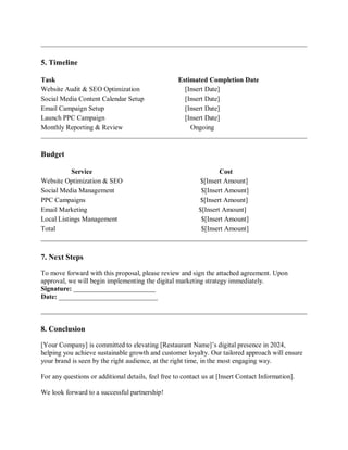 Restaurant Digital Marketing Proposal Template (2024) | PDF