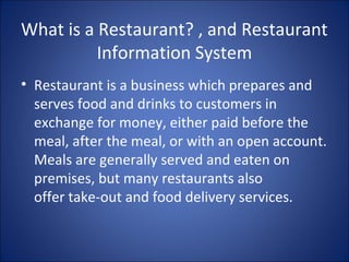 Restaurant information system | PPT