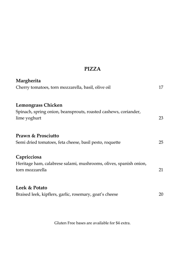 Restaurant Lunch Menu - The Royal On The Waterfront | PDF