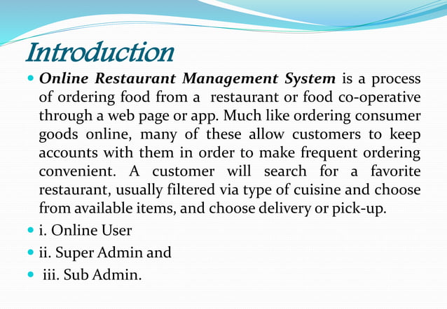 Restaurant management presentation | PPTX | Computing | Technology & Computing