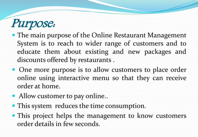 Restaurant management presentation | PPTX | Computing | Technology & Computing