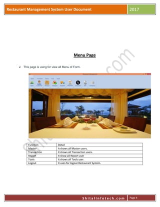 Restaurant management software user manual by shital infotech | PDF