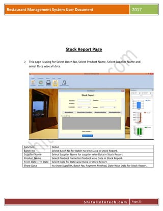 Restaurant management software user manual by shital infotech | PDF