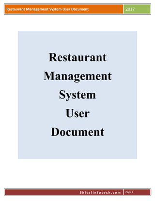 Restaurant management software user manual by shital infotech | PDF