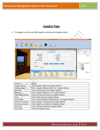 Restaurant management software user manual by shital infotech | PDF