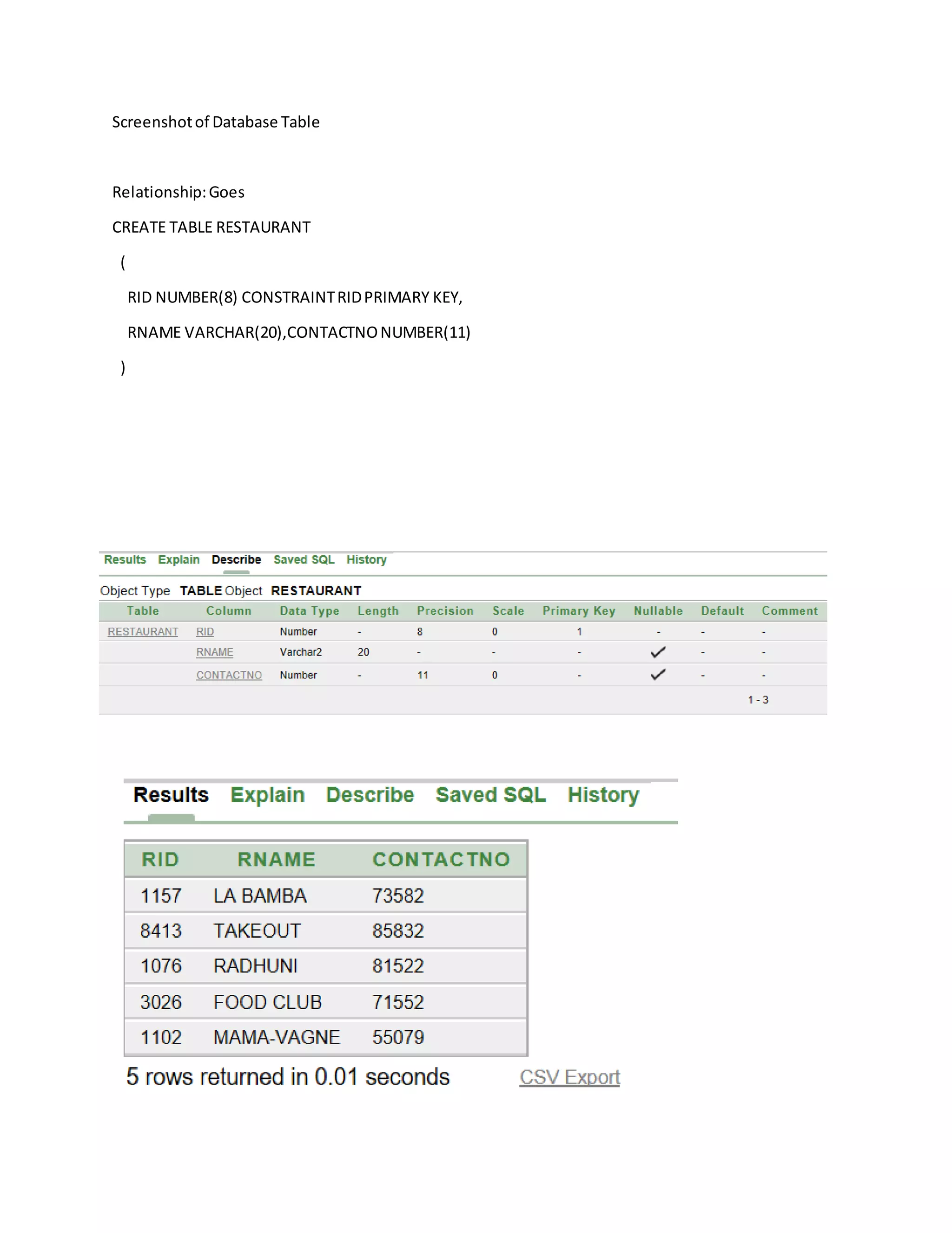 Restaurant Management System Database Project Oracle Pdf