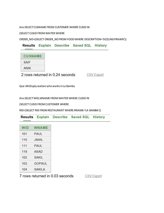 Restaurant Management System Database Project (Oracle) | DOCX ...