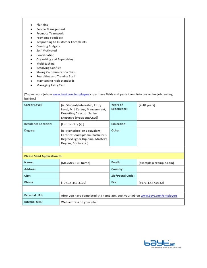 Restaurant Manager Job Description Template by Bayt.com