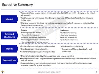 Market Research Report: Restaurant Market In India 2010 | PDF