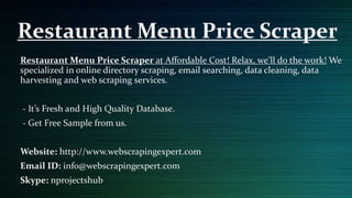 Restaurant Menu Price Scraper | PPT