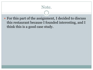 Restaurant observation lab | PPTX