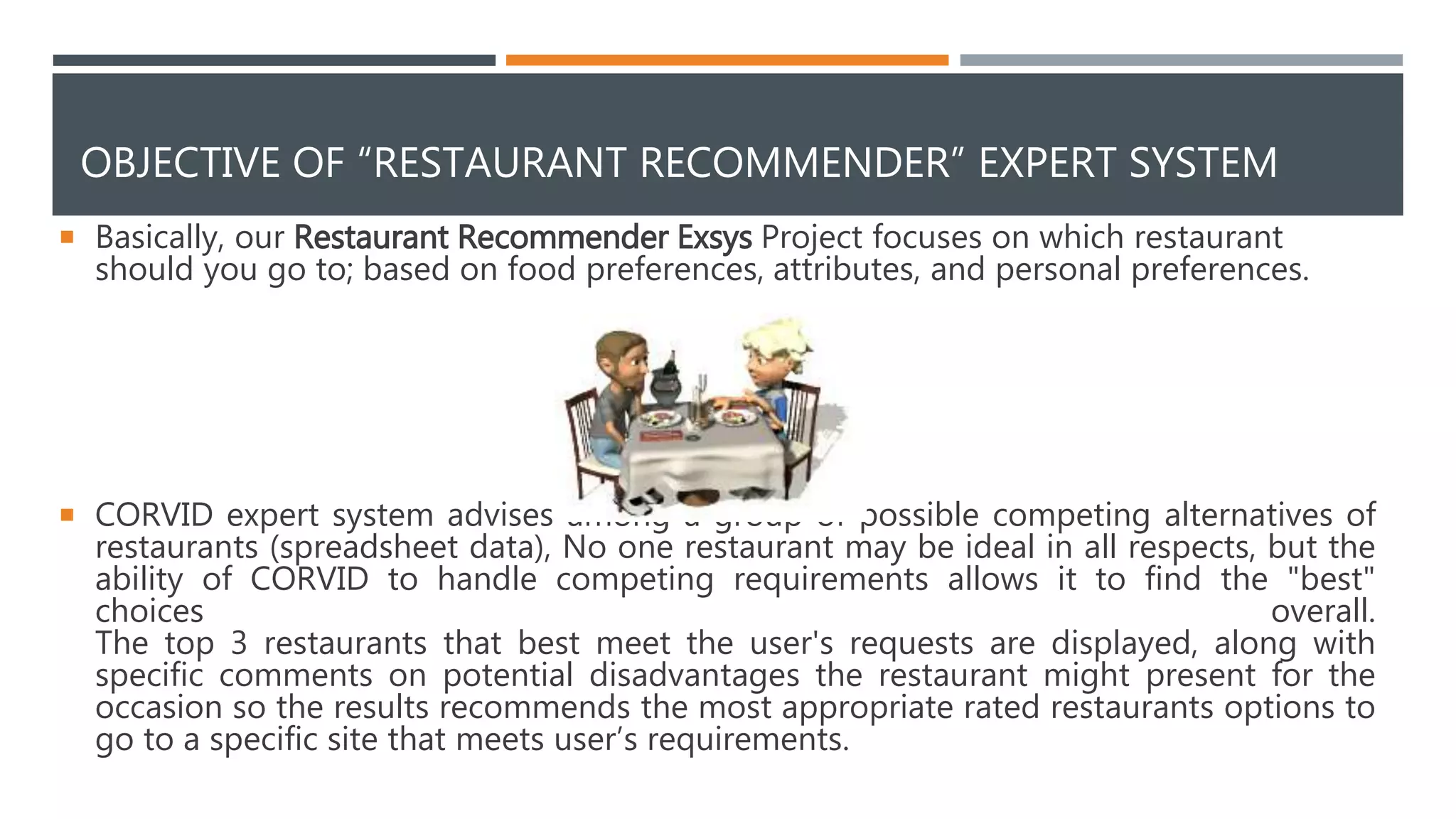 Restaurant Recommender Exsys. - CORVID | PPSX