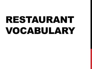 Restaurant Vocabulary | PPTX