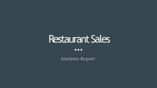 Restaurant Sales Data Analysis Project using python and excel | PPTX