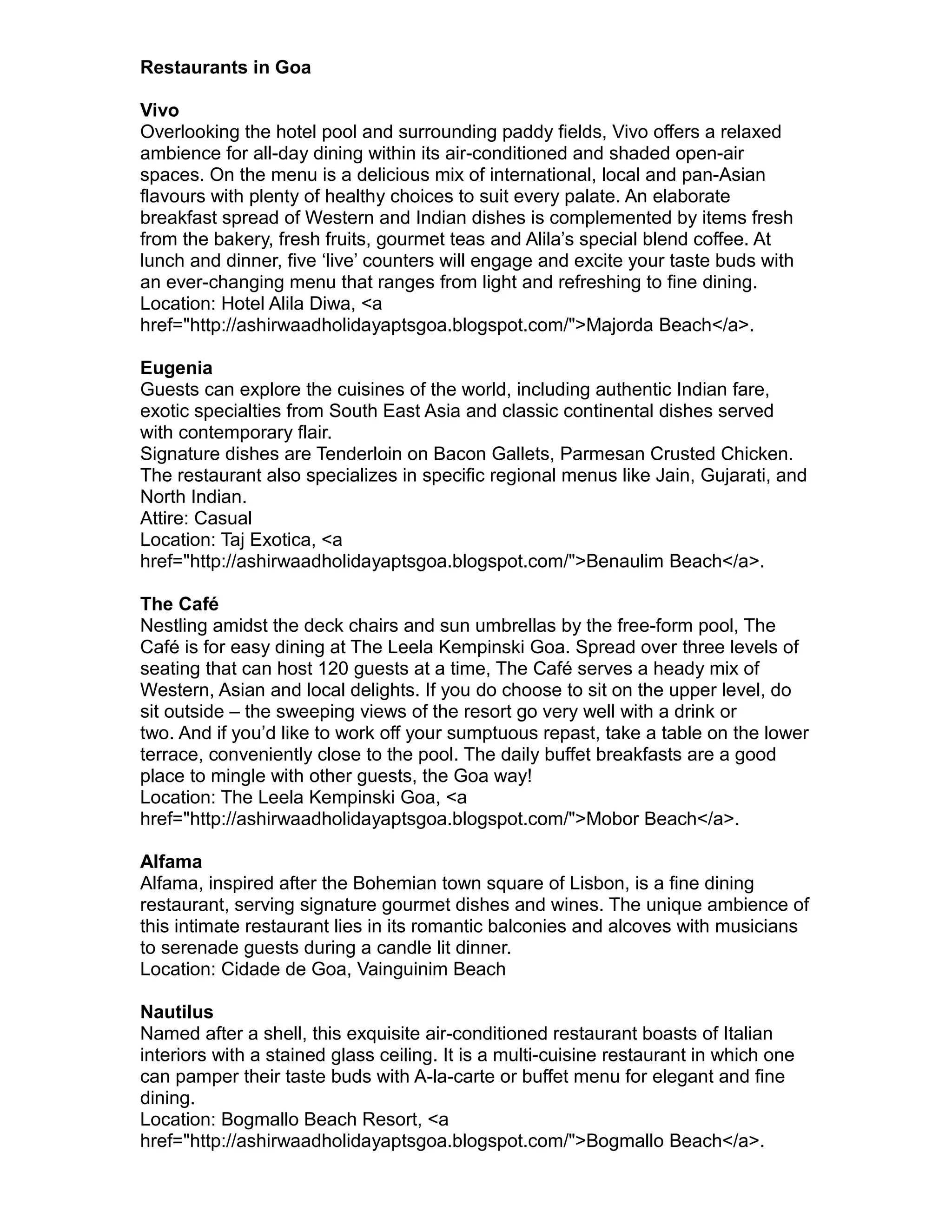 Restaurants in goa | PDF