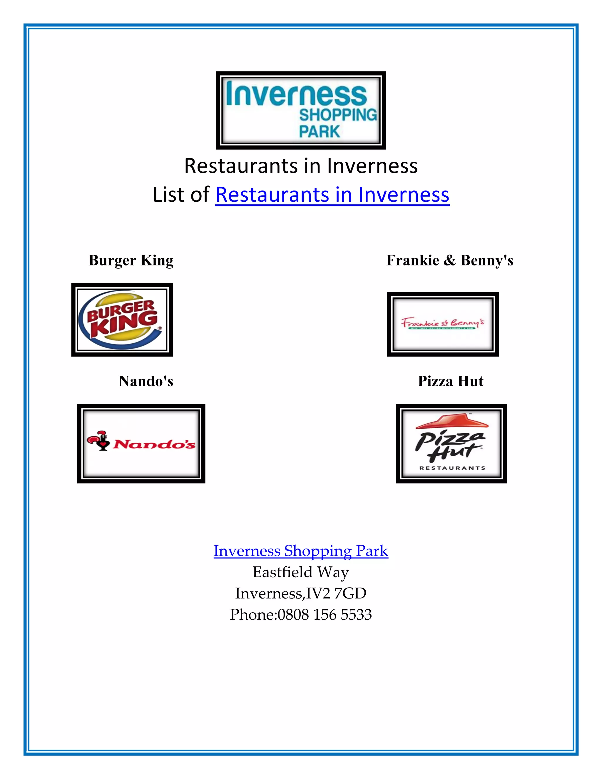 Restaurants in Inverness | PDF