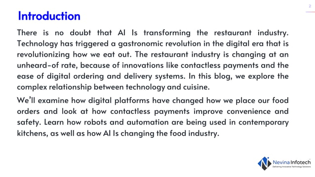 Restaurant Technology Revolution AI – The Future Of Restaurants.pptx | Food Industry | Industries