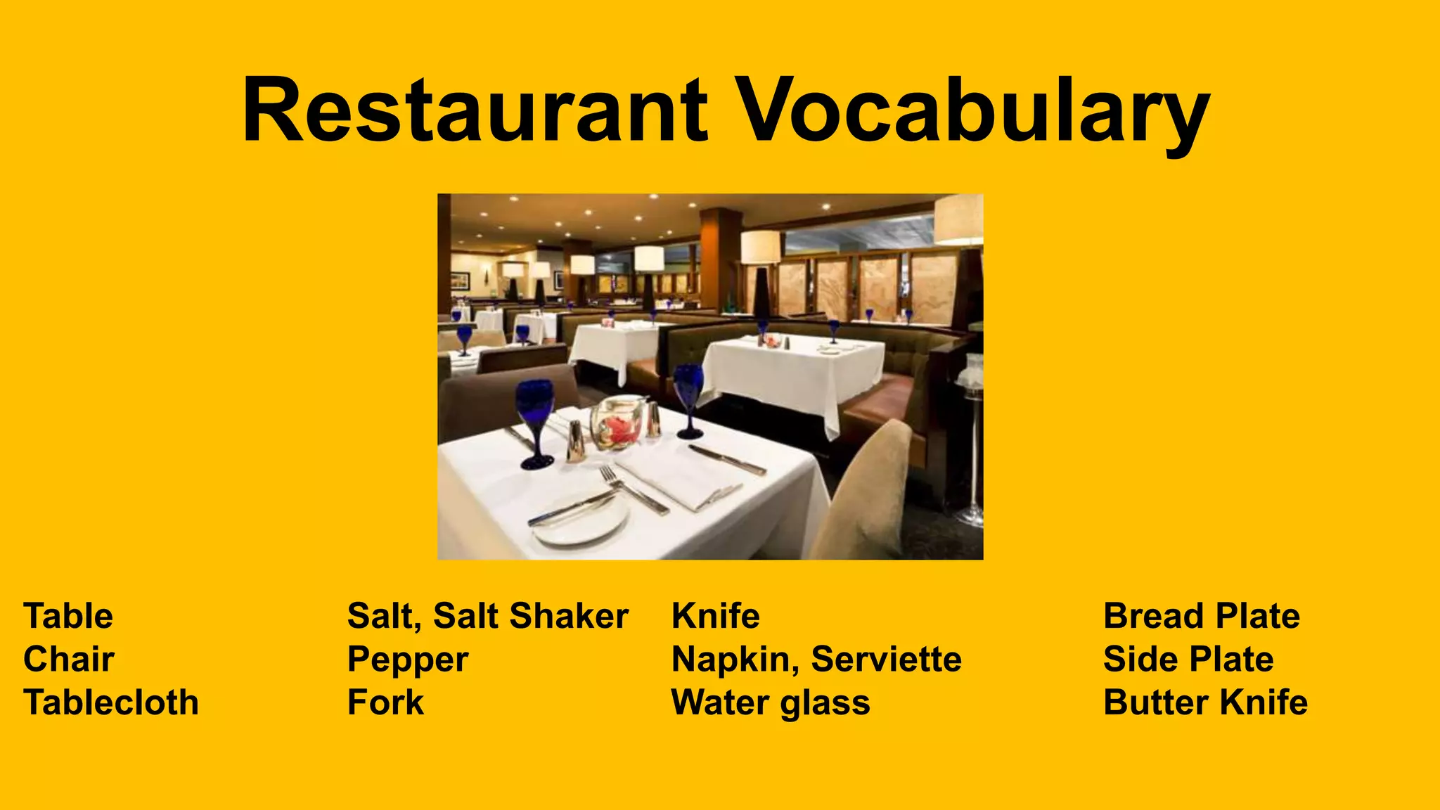 Restaurant vocabulary | PPTX