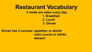 Restaurant vocabulary | PPTX