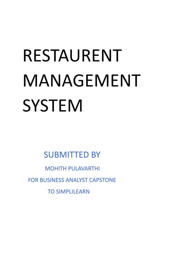 restaurant management system for managing restaurant. | PDF | Computing | Technology & Computing