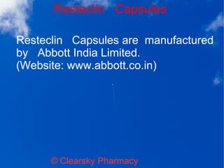 Resteclin (Tetracycline Hydrochloride Capsules) | PPT