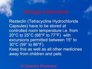 Resteclin (Tetracycline Hydrochloride Capsules) | PPT