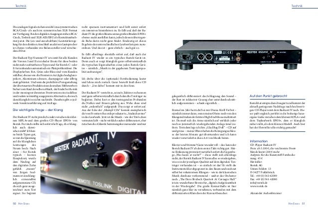 Restek Radiant IV Testbericht in HIFI Stars 28 vom September 2015