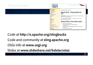 RESTful web apps with Apache Sling - 2013 version | PPT