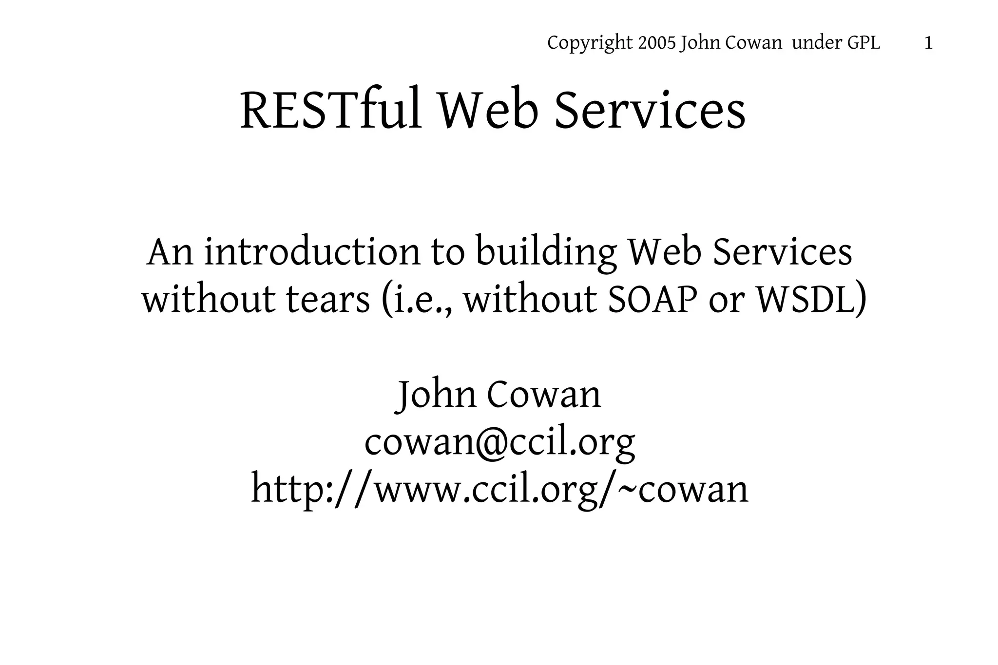 RESTful WebServices | PPT