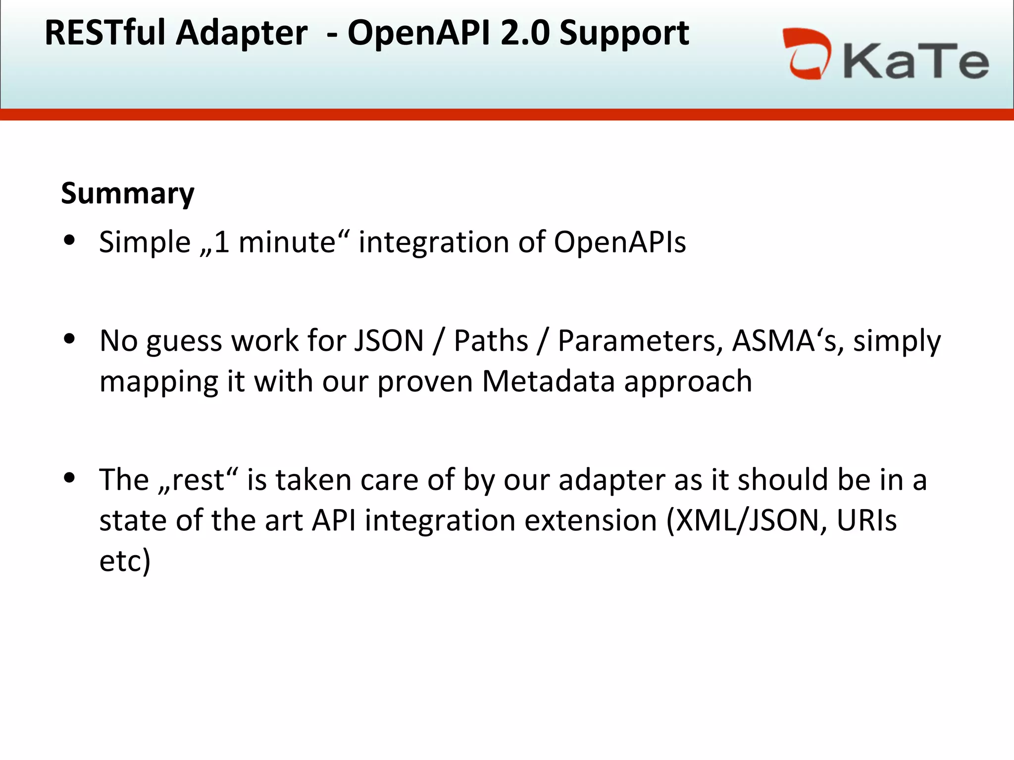 OpenAPI 2.0 with SAP PO / SAP PI & KaTe's RESTful adapter | PPT