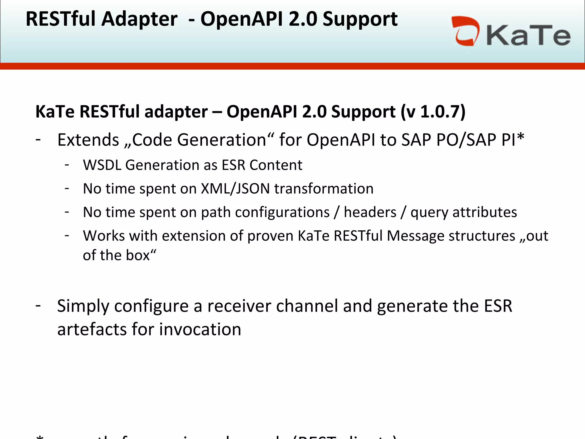 OpenAPI 2.0 with SAP PO / SAP PI & KaTe's RESTful adapter | PPT