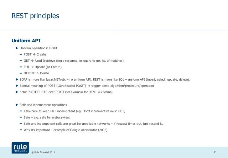Restful web services rule financial