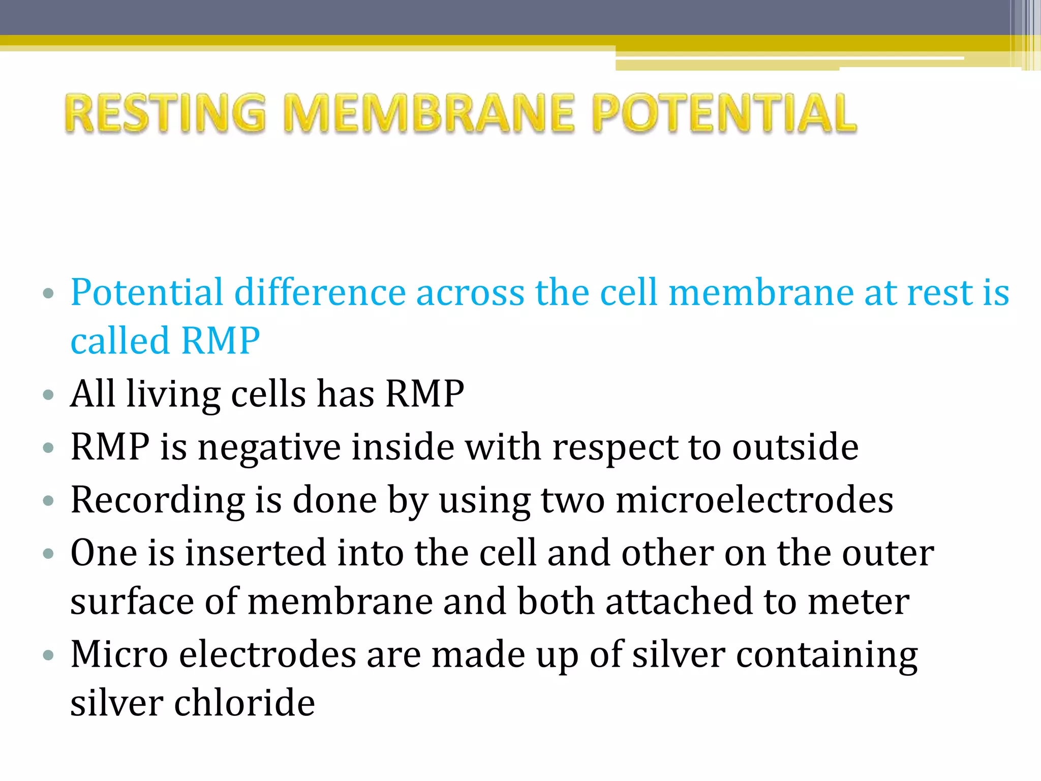 Resting membrane potential (the guyton and hall physiology) | PPTX