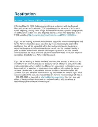Achieve Card Restitution | DOC