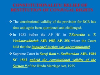 Restitution of conjugal rights a comparativestudy | PPTX