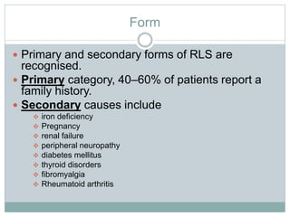 Restless leg syndrome | PPTX | Physical Therapy | Wellness