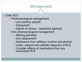 Restless leg syndrome | PPTX | Physical Therapy | Wellness