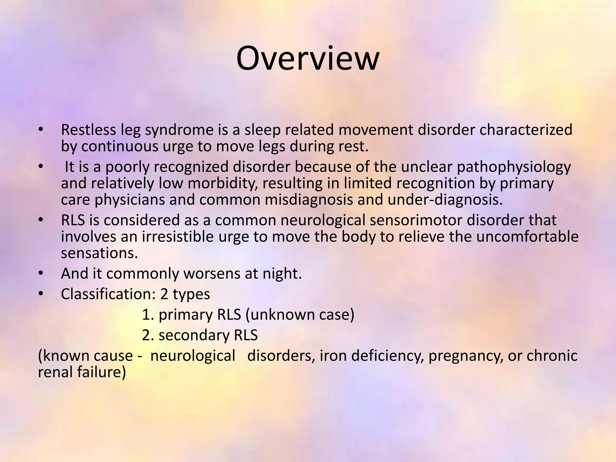 Restless leg syndrome | PPTX