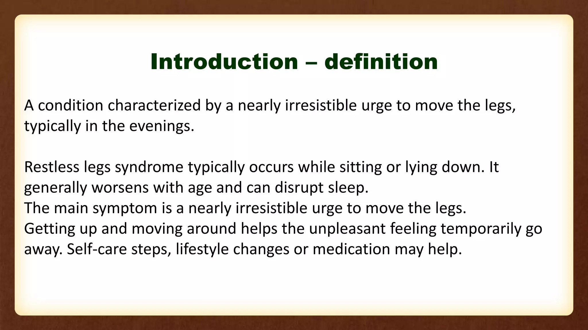 Restless rest syndrome - medical information | PPTX