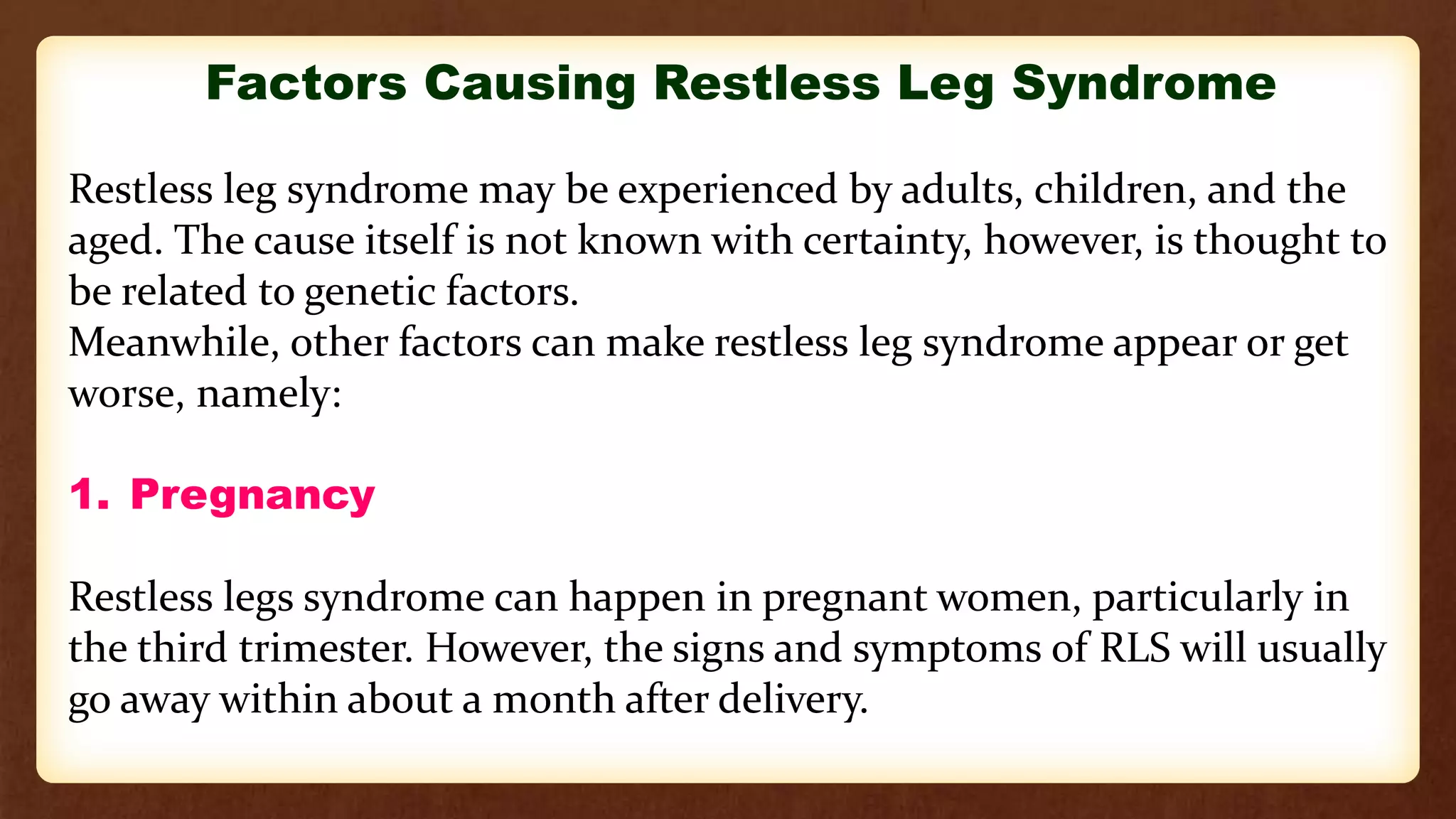 Restless rest syndrome - medical information | PPTX