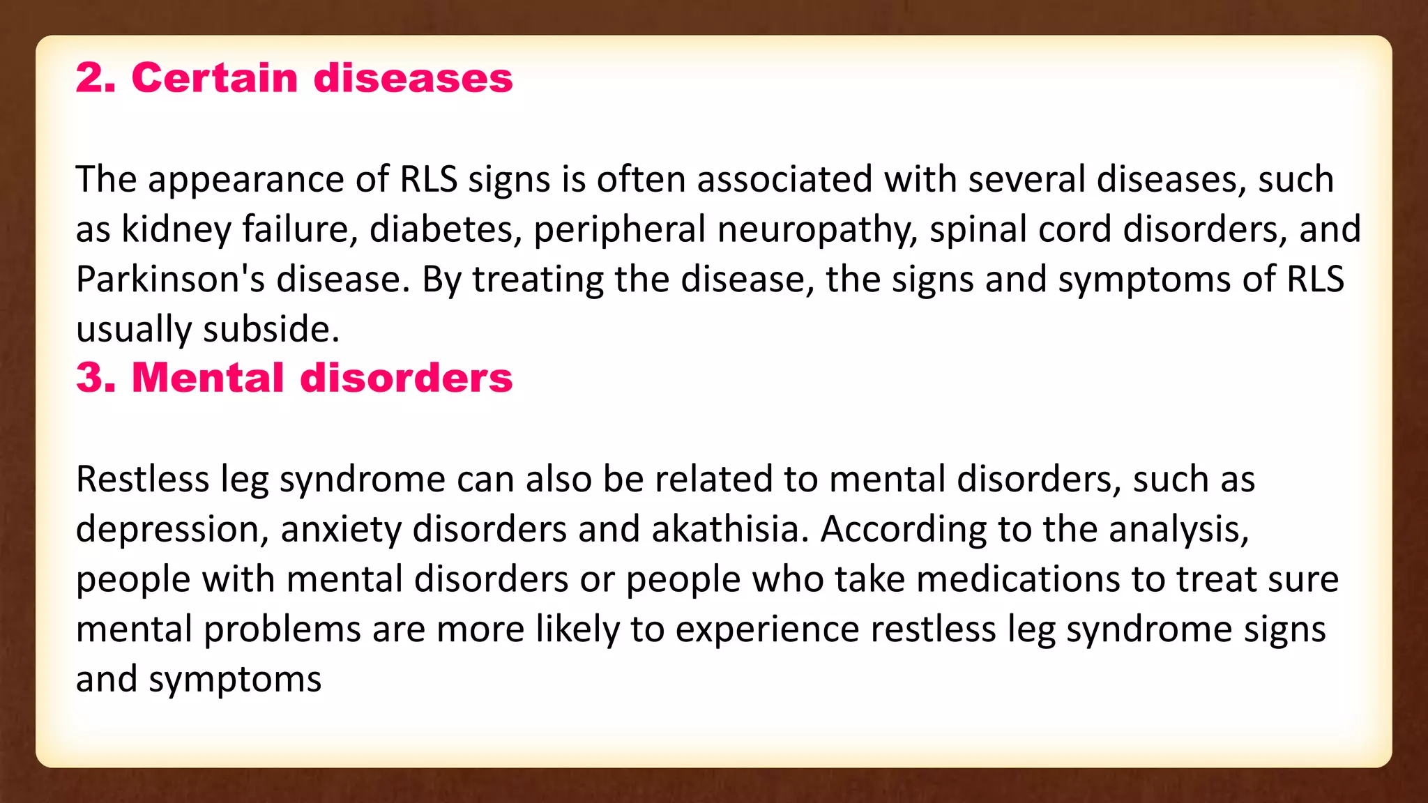 Restless rest syndrome - medical information | PPTX