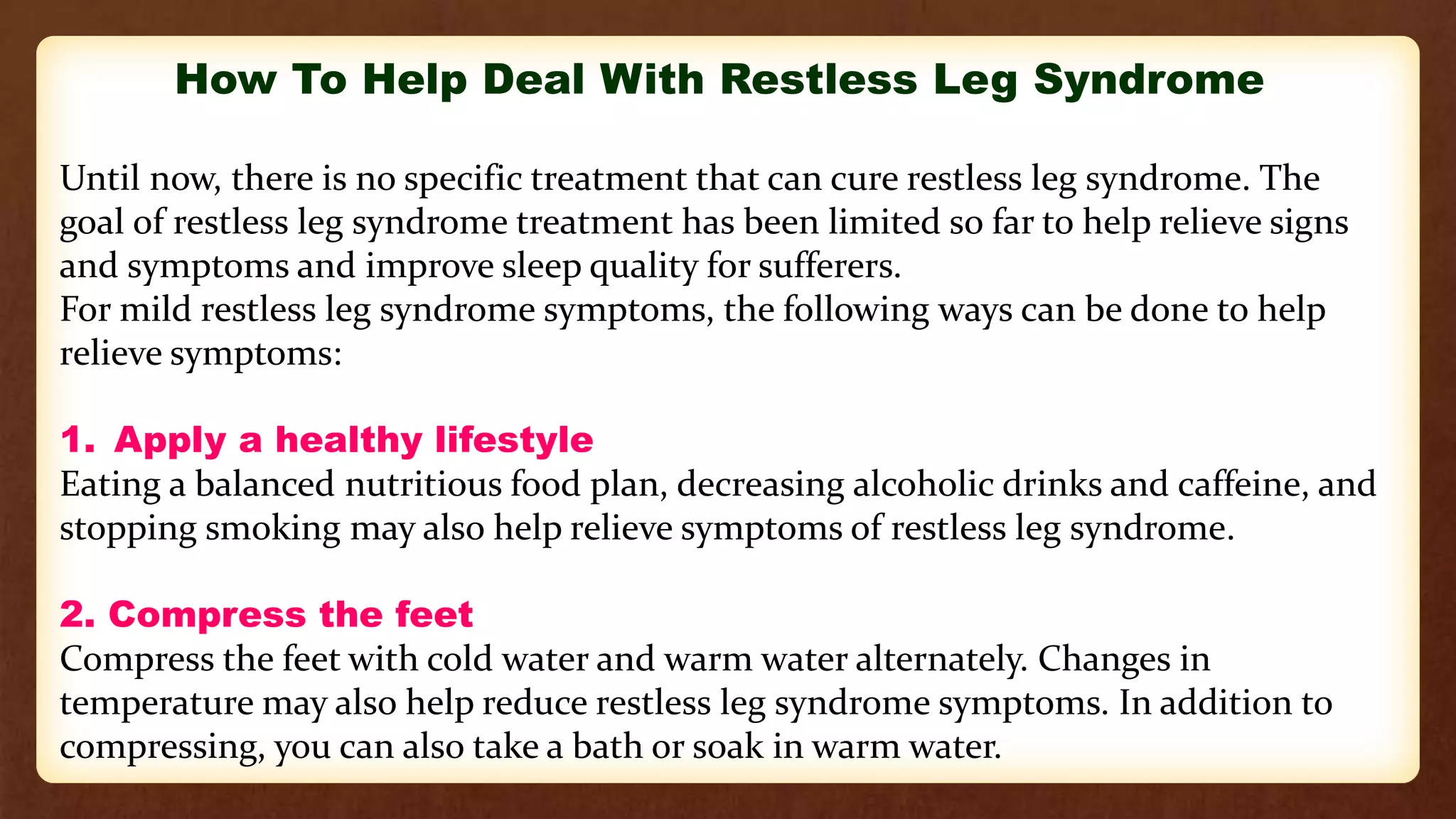 Restless rest syndrome - medical information | PPTX