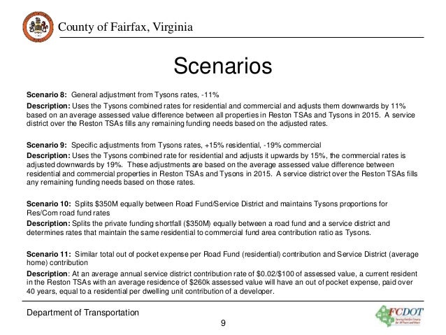Reston Transportation Funding Plan: Funding Scenarios Continued: Sept…