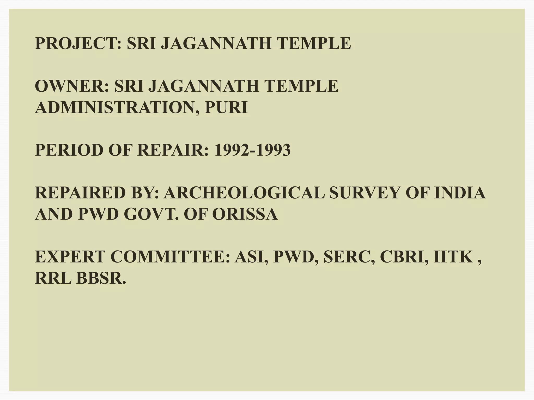 Restoration of Jagganath Puri Temple | PPTX