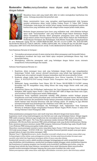 Restorative Justice,menyelamatkan masa depan anak yang berkonflik dengan hukum | PDF