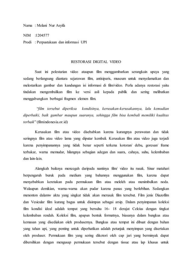 Restorasi Digital Video | DOCX