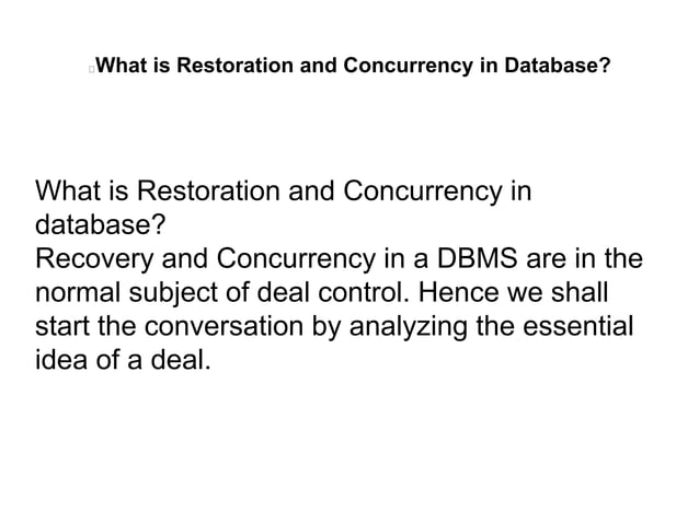 Restoration and-concurrency-database | PPT