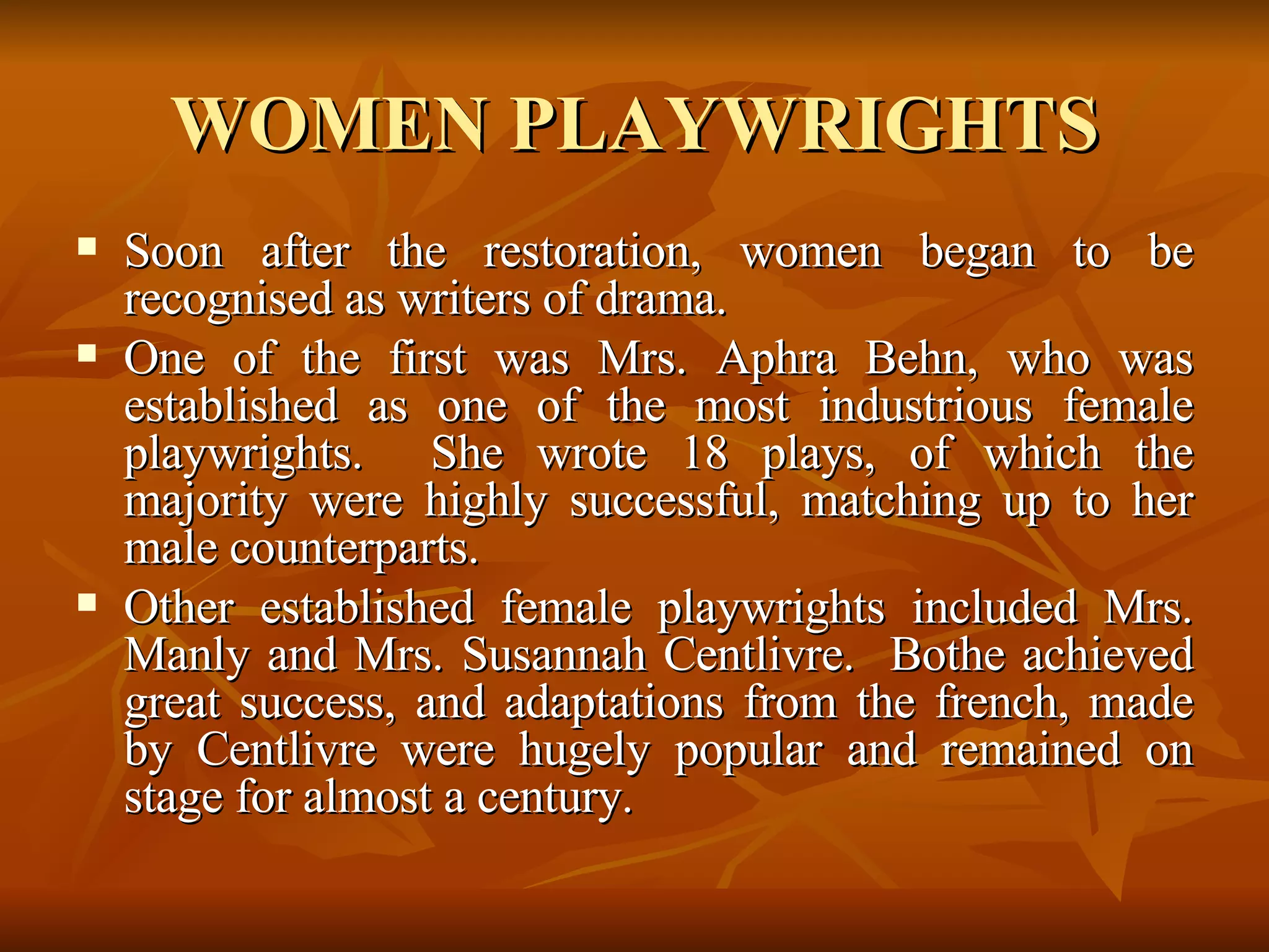 Restoration Theatre - Group A | PPT